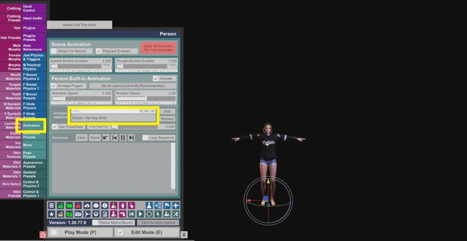 VaMでアニメーションを作る 簡単なダンス作成とBGMの流し方